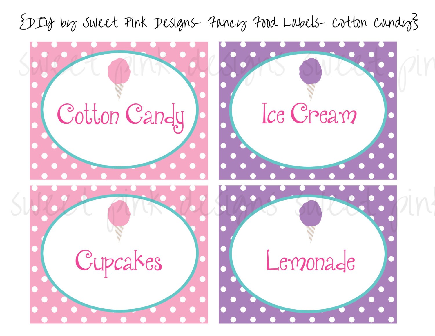 Cotton Candy Party- Favor Tags - Etsy