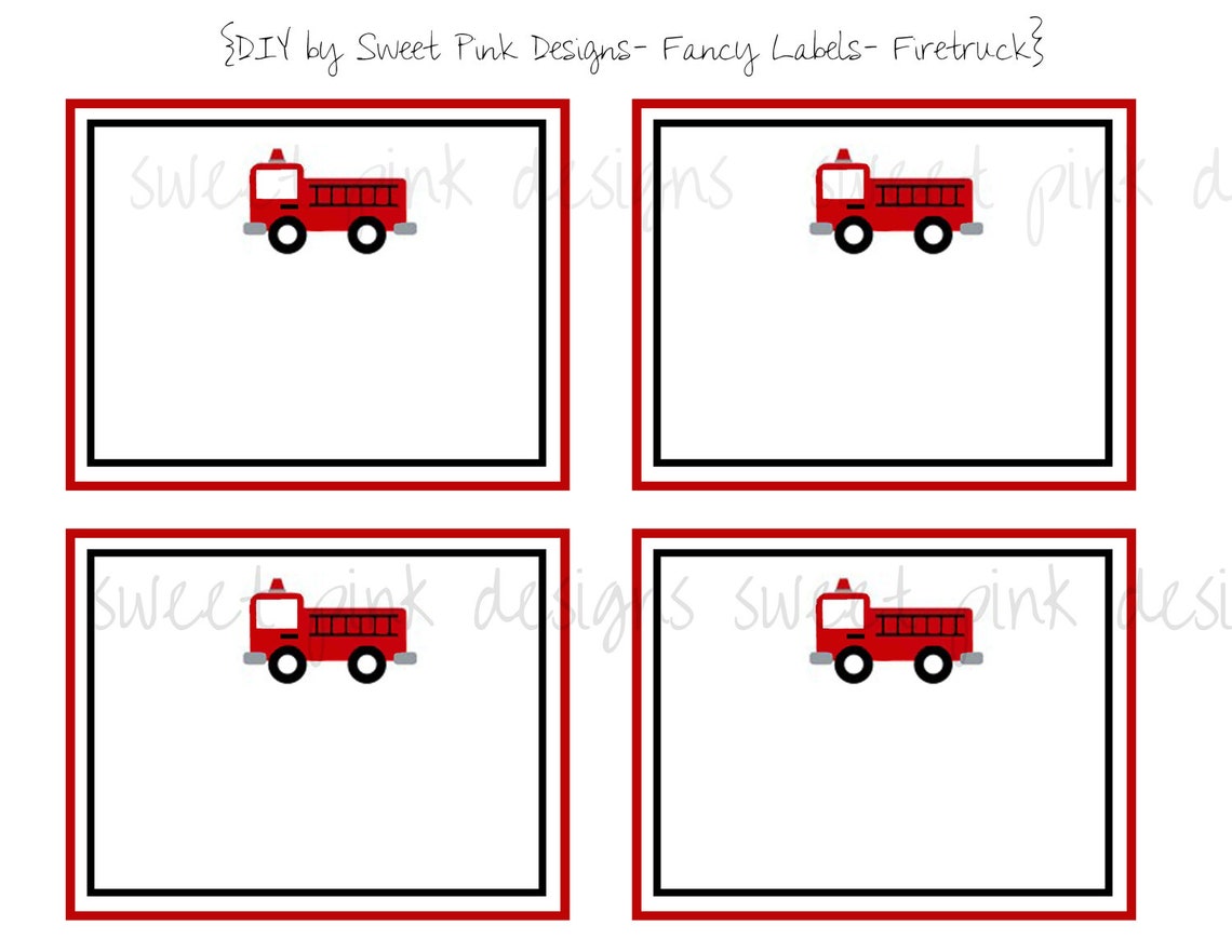 Printable Fancy Labels- Firetruck Collection - Etsy
