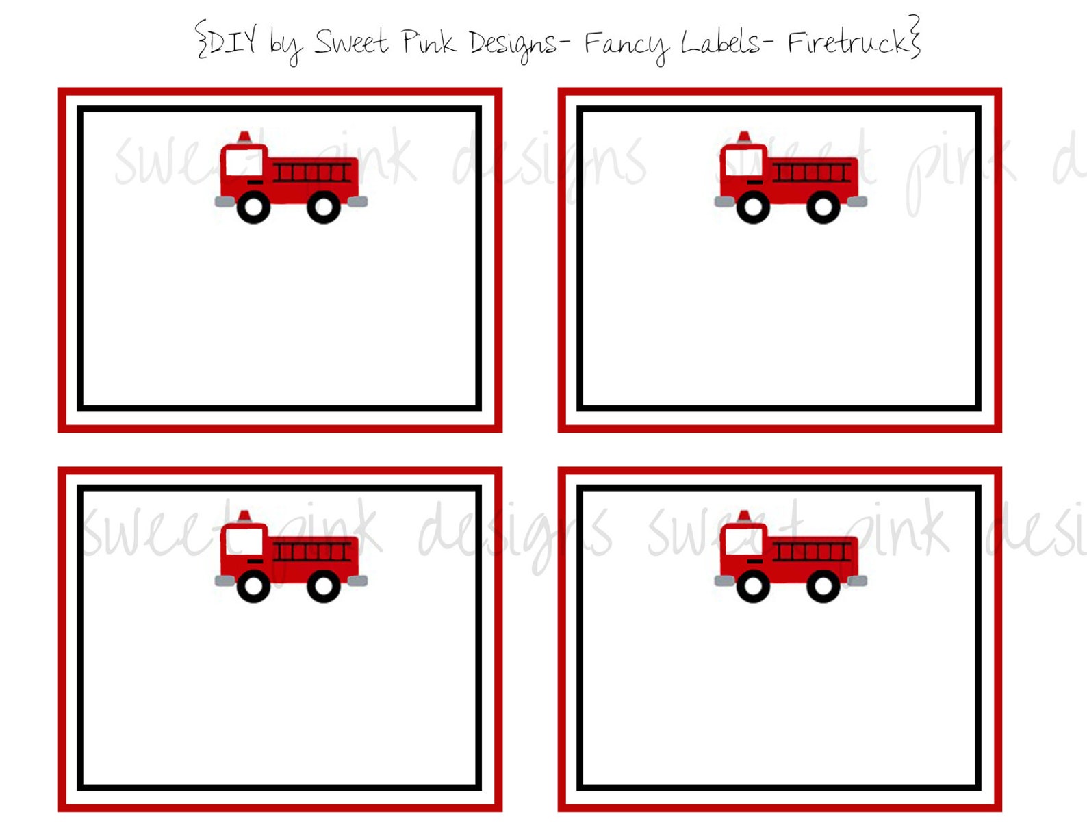 Printable Fancy Labels- Firetruck Collection - Etsy