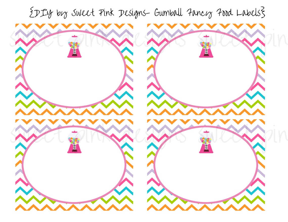 Printable Fancy Labels- Gumball Party Collection - Etsy