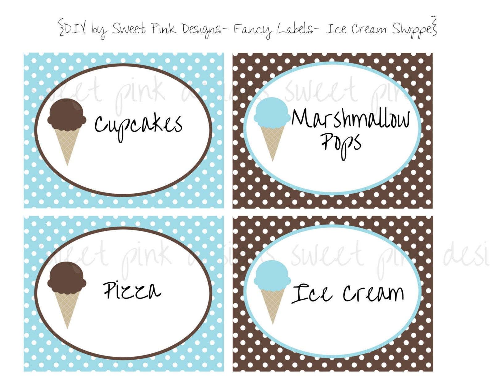 Printable Fancy Labels- Ice Cream Shoppe Collection for Boys - Etsy