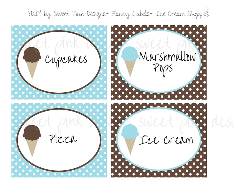 Printable Fancy Labels- Ice Cream Shoppe Collection for Boys - Etsy