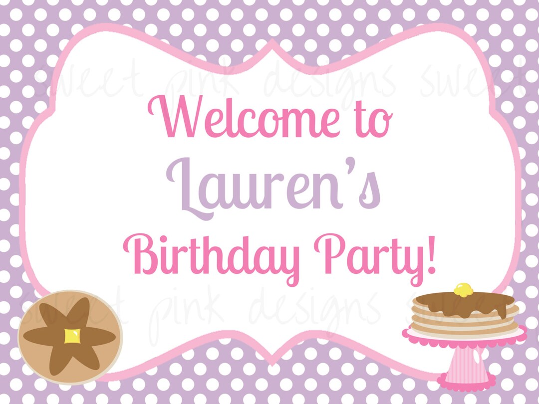 Pancake Party, Girl Birthday Party, Pancake Welcome Sign, Printable ...