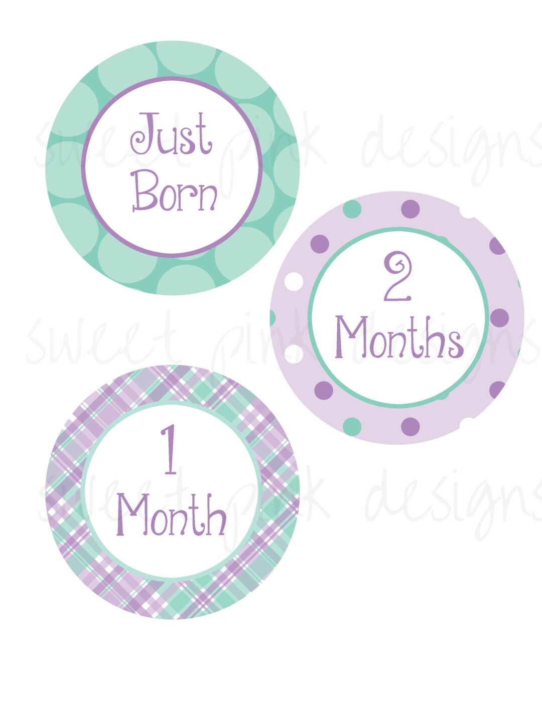Purple and Teal- DIY Baby Month Stickers - Etsy