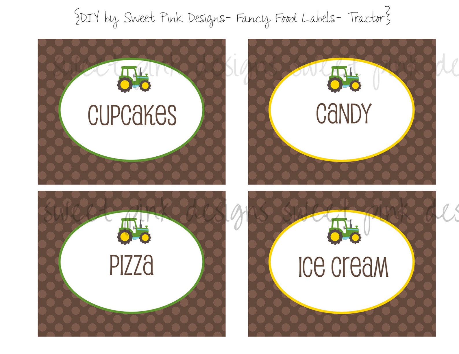 Tractor Party- Fancy Food Labels - Etsy