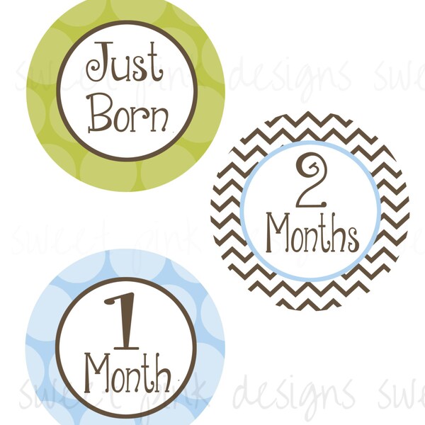 Baby Boy Month Stickers - Etsy