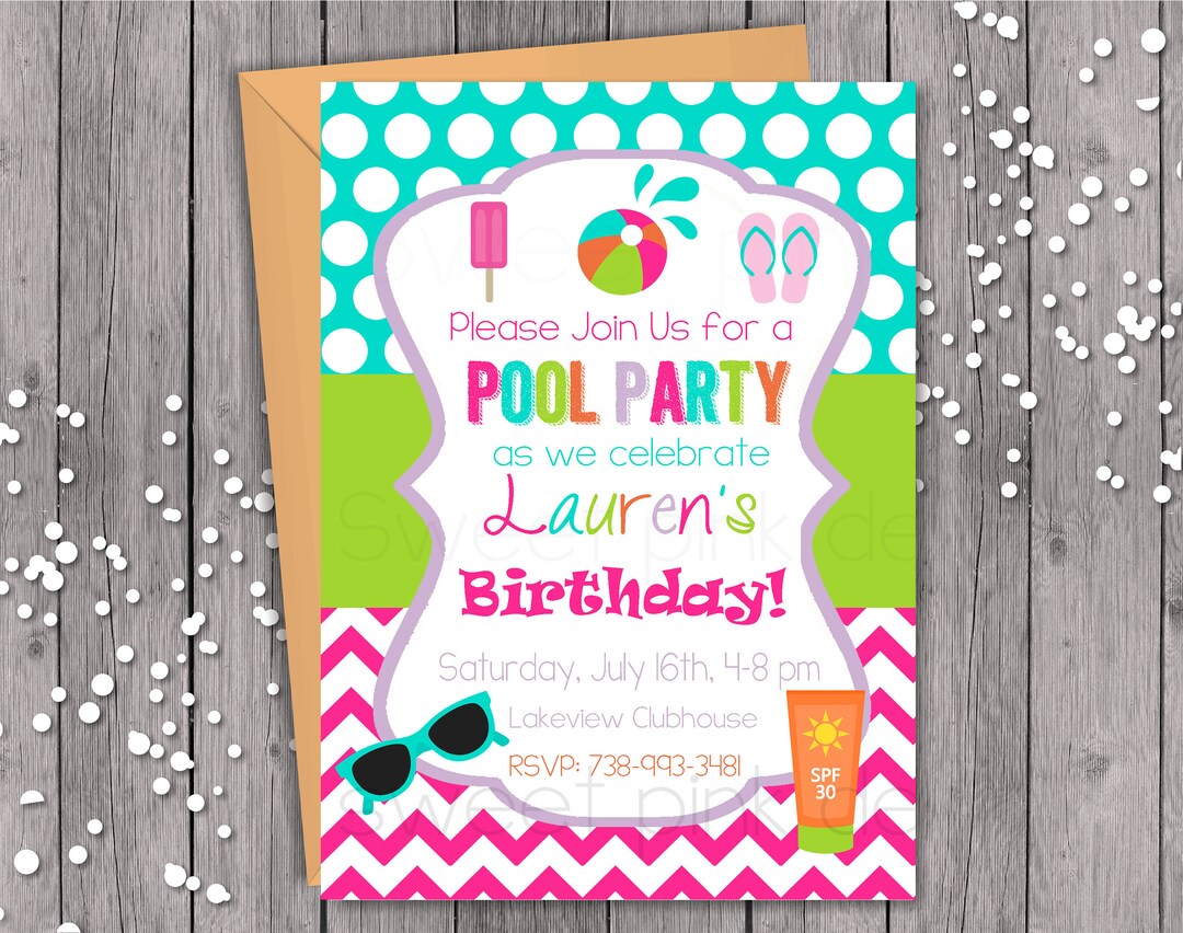 Pool Party Birthday Invitation - Etsy