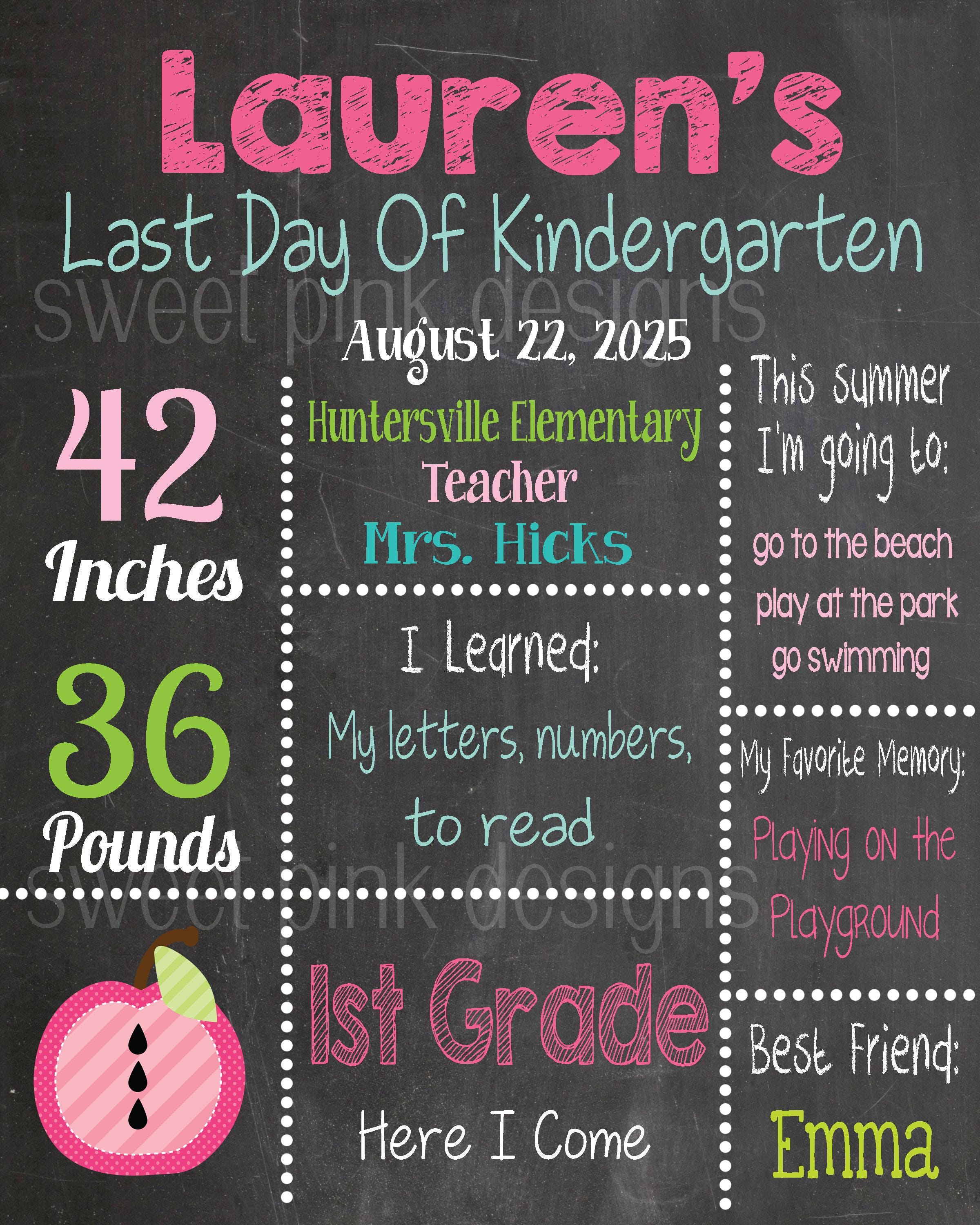 Chalkboard Last Day of School Pink Printable - Etsy
