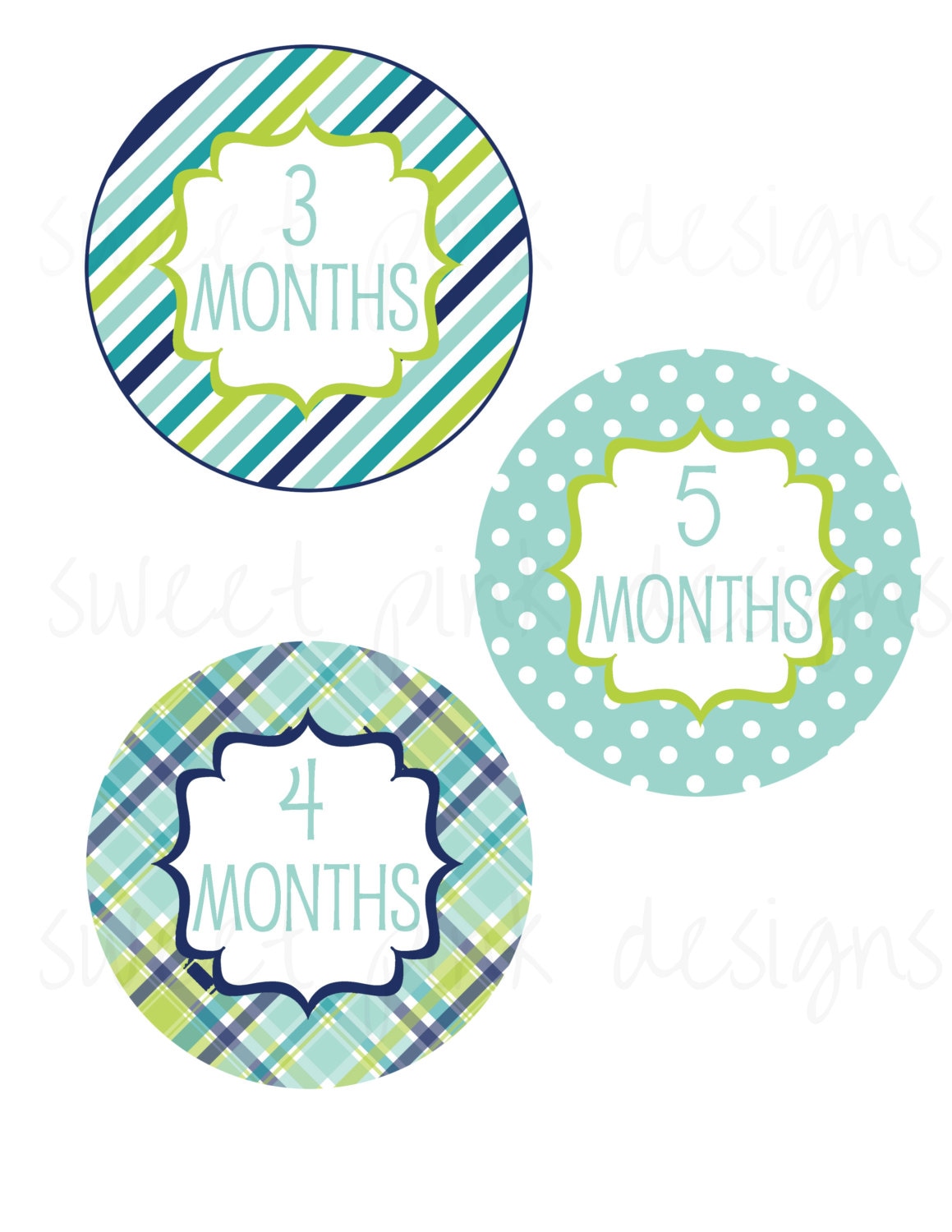 Blue and Green- DIY Baby Month Stickers - Etsy