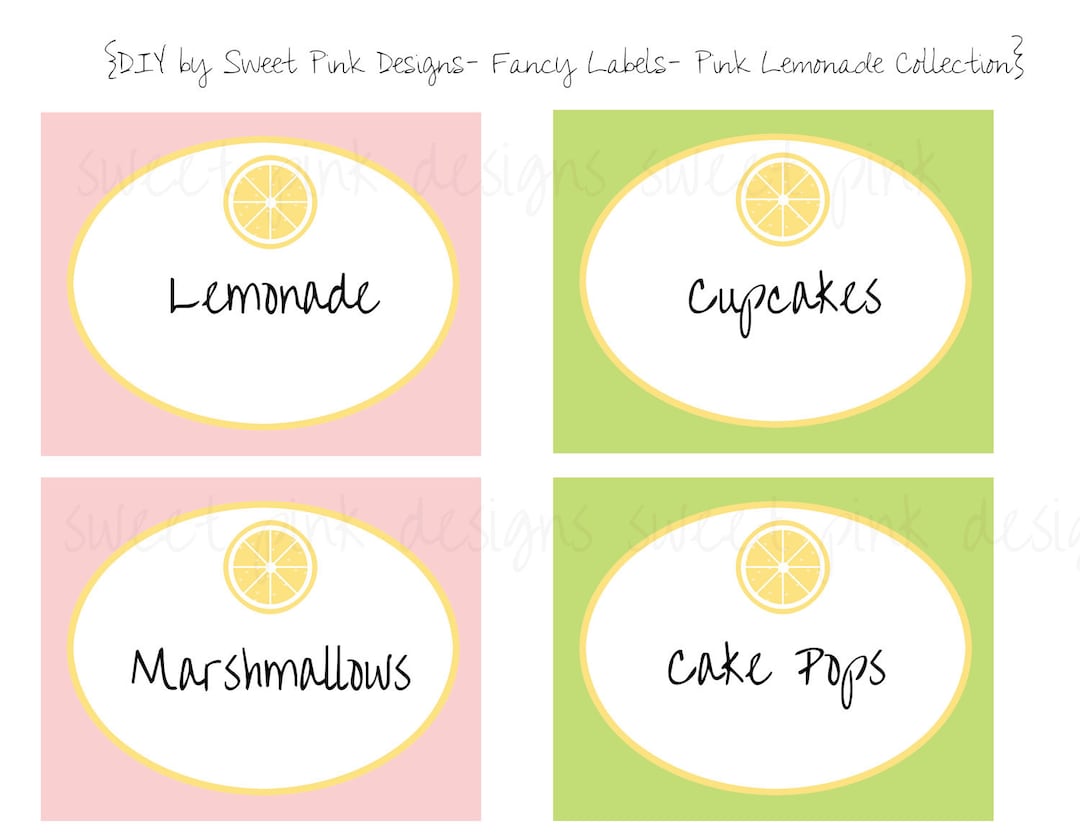 Printable Fancy Labels- Pink Lemonade Collection - Etsy
