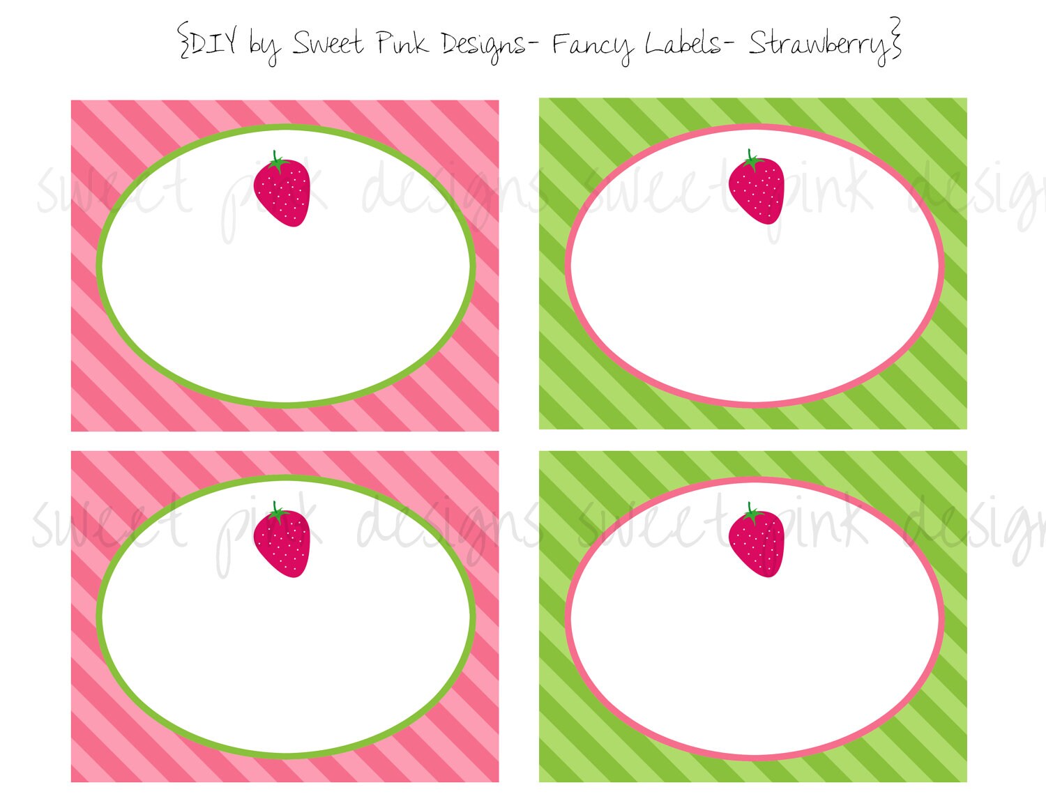 Sweet Cake Strawberry Party- Fancy Food Labels - Etsy