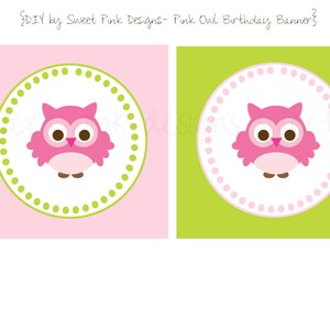Happy Birthday Banner- Pink Owl Party Collection - Etsy