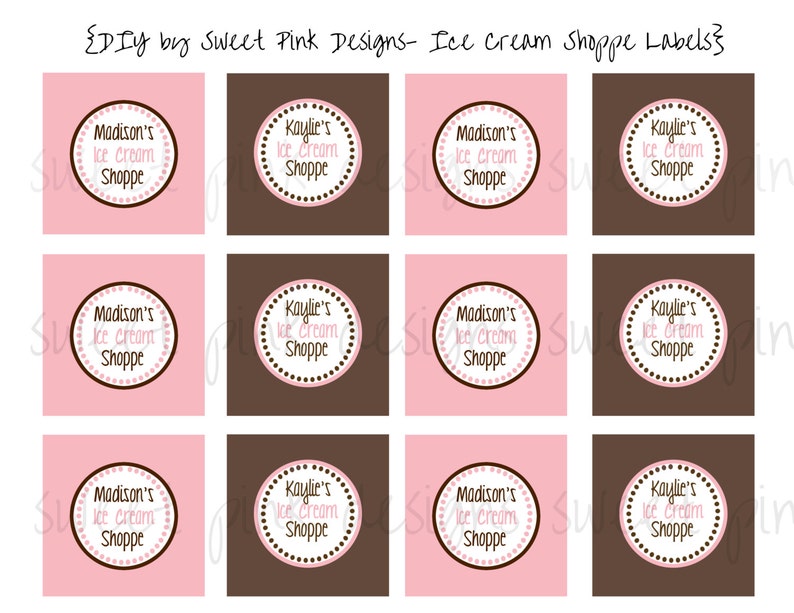 Ice Cream Shoppe- Printable Birthday Party Labels - Etsy