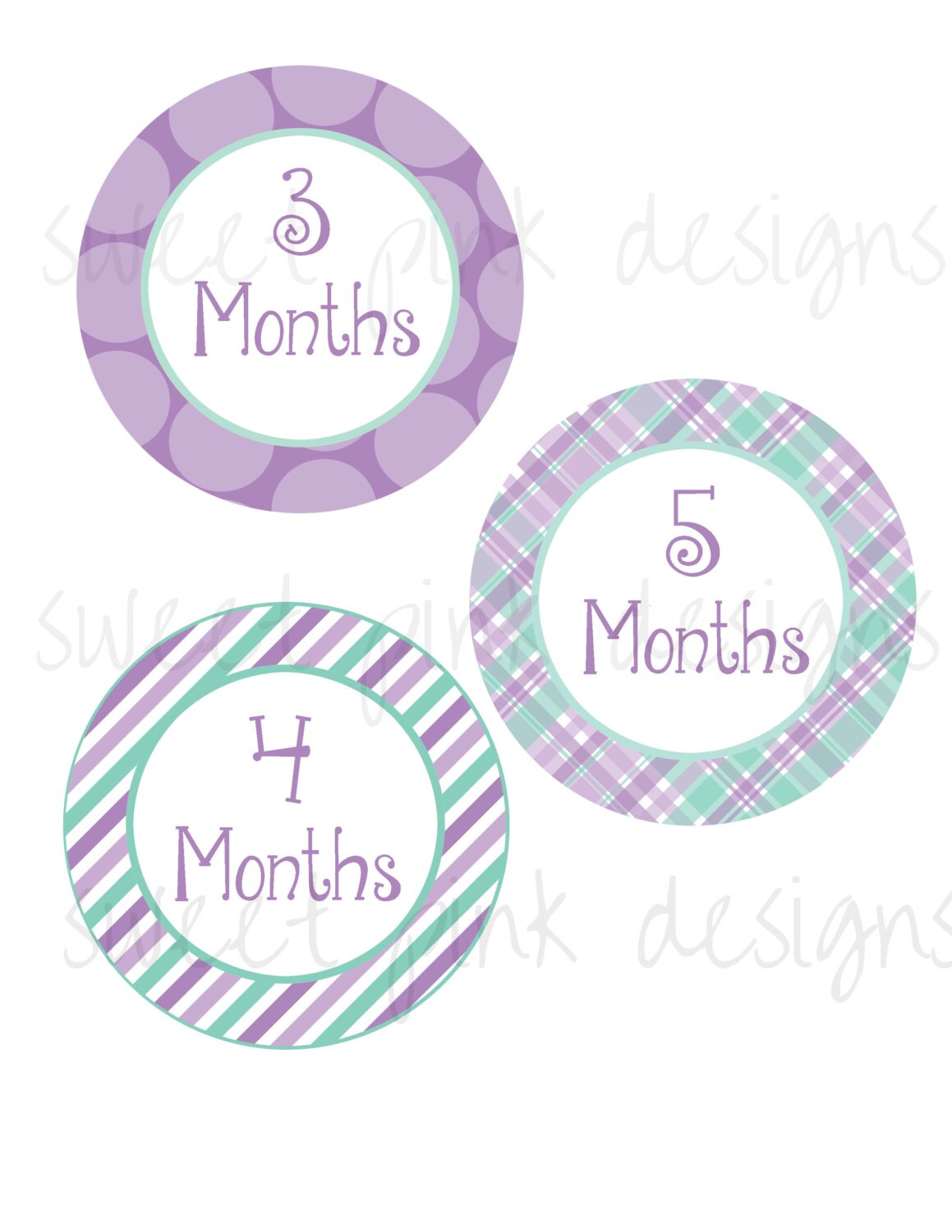 Purple and Teal- DIY Baby Month Stickers - Etsy