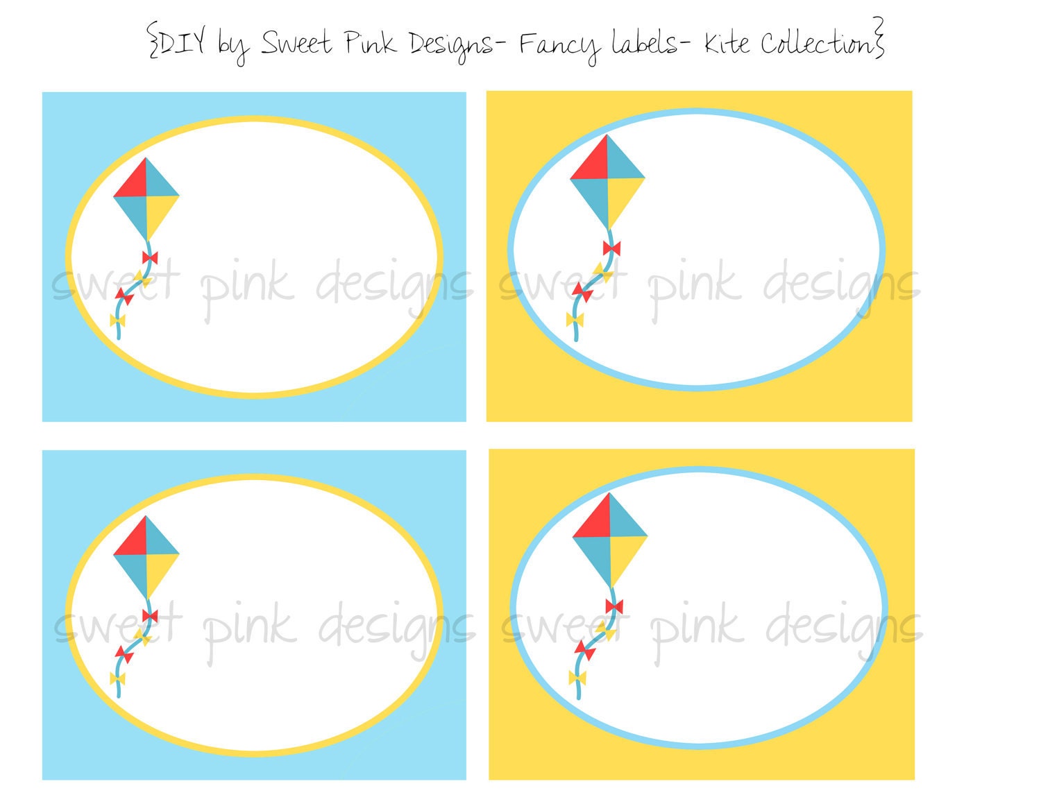 Printable Fancy Labels- Kite Collection - Etsy