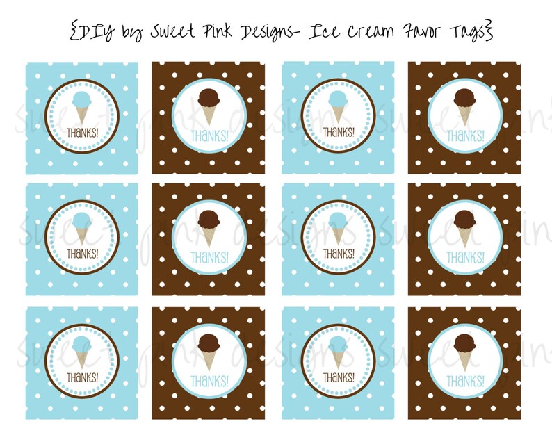 Printable Favor Tags- Ice Cream Shoppe Collection - Etsy