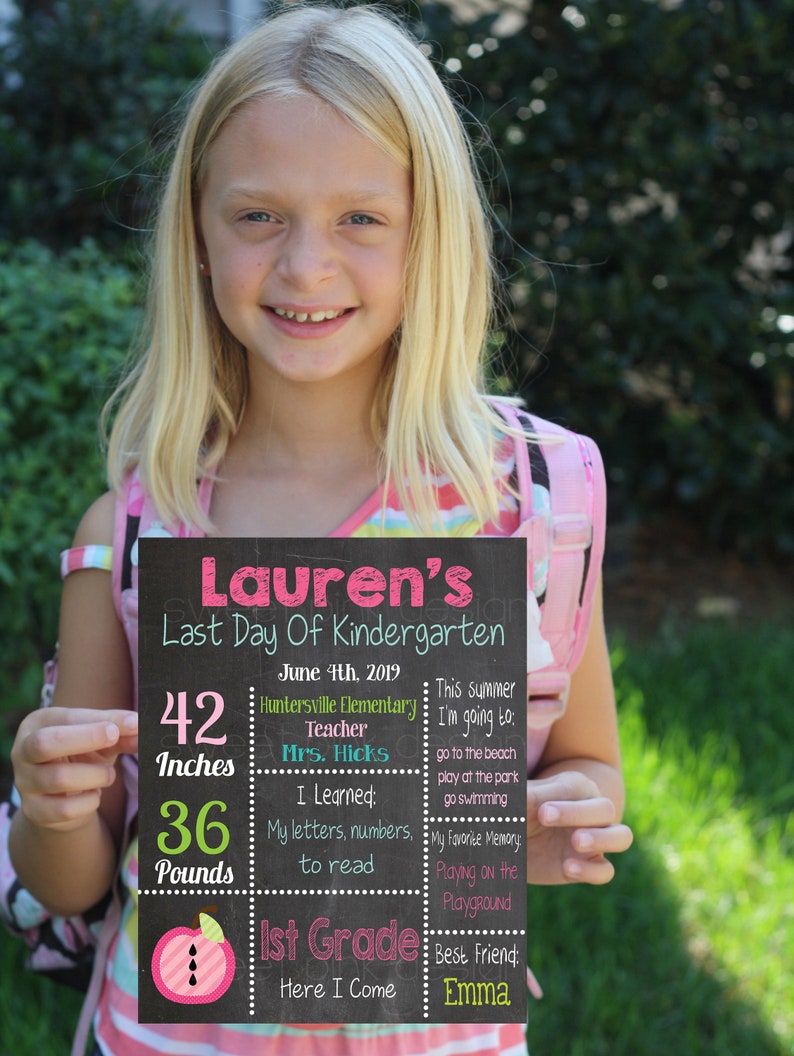 Chalkboard Last Day of School Pink Printable - Etsy