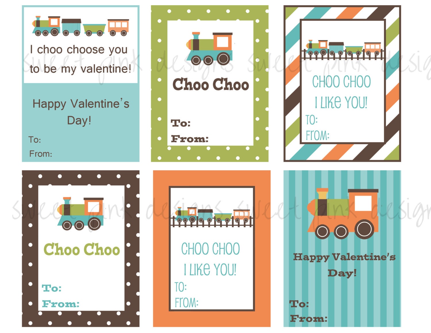 Train Valentine's- Printable Kid's Valentine's - Etsy