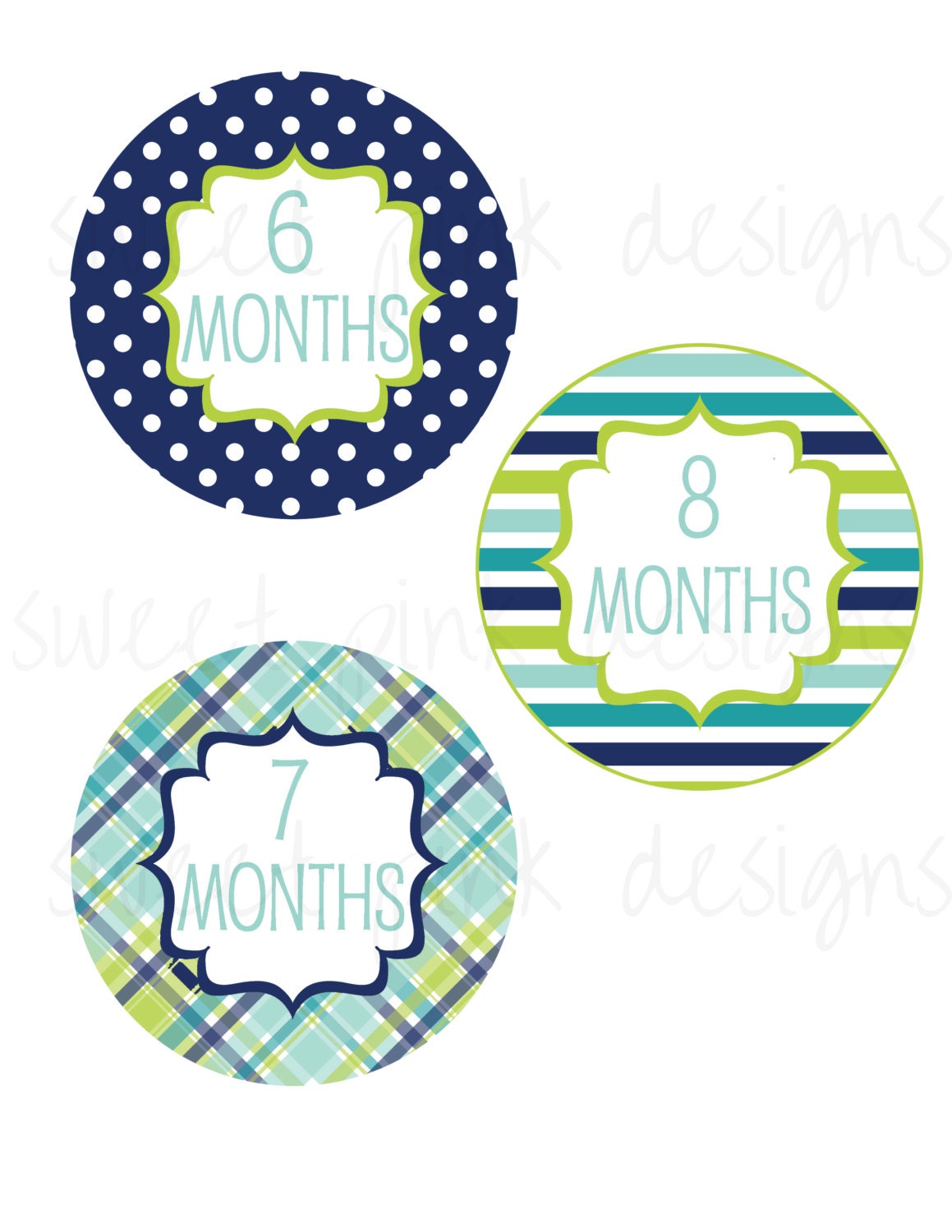 Blue and Green DIY Baby Month Stickers - Etsy