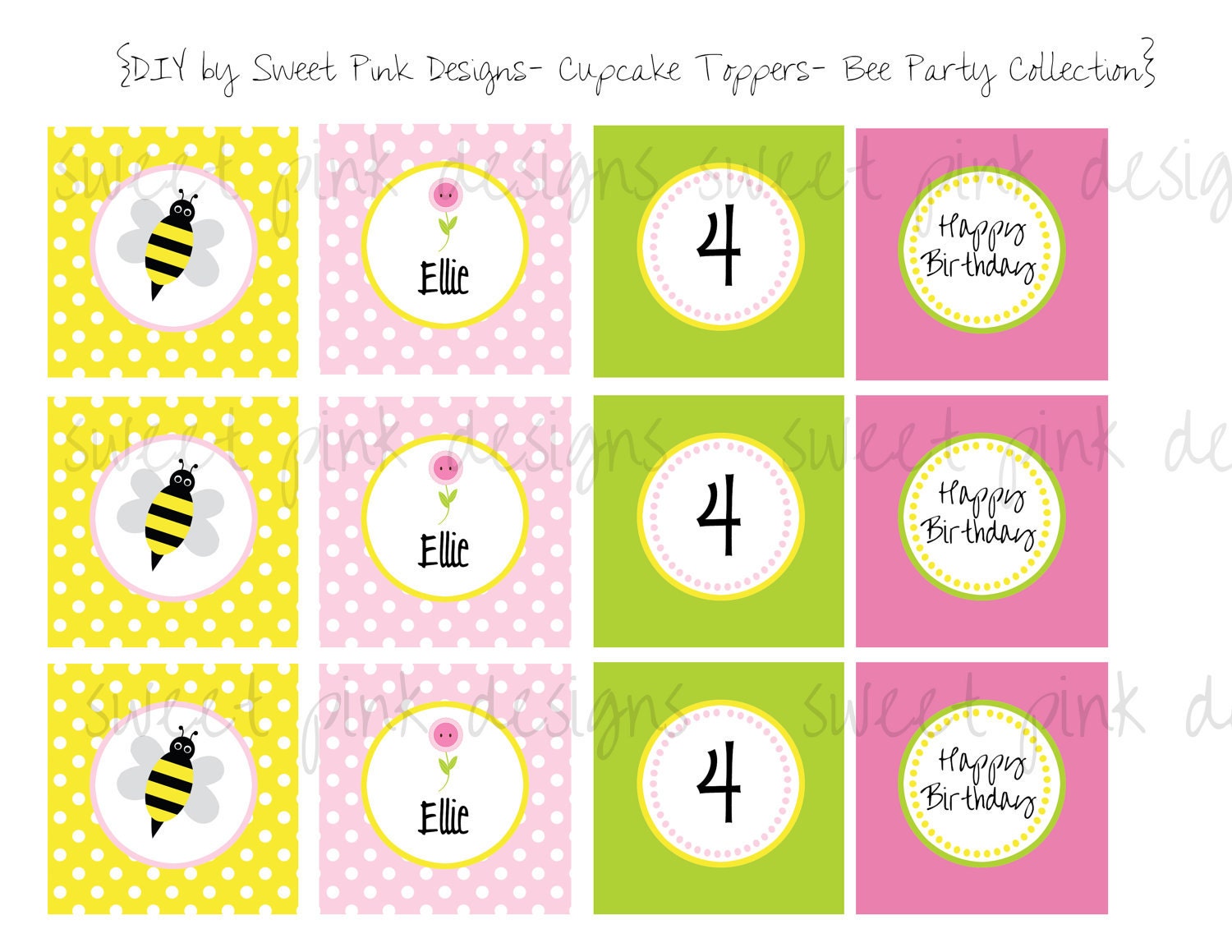 Bumble Bee Party- Printable Cupcake Toppers - Etsy