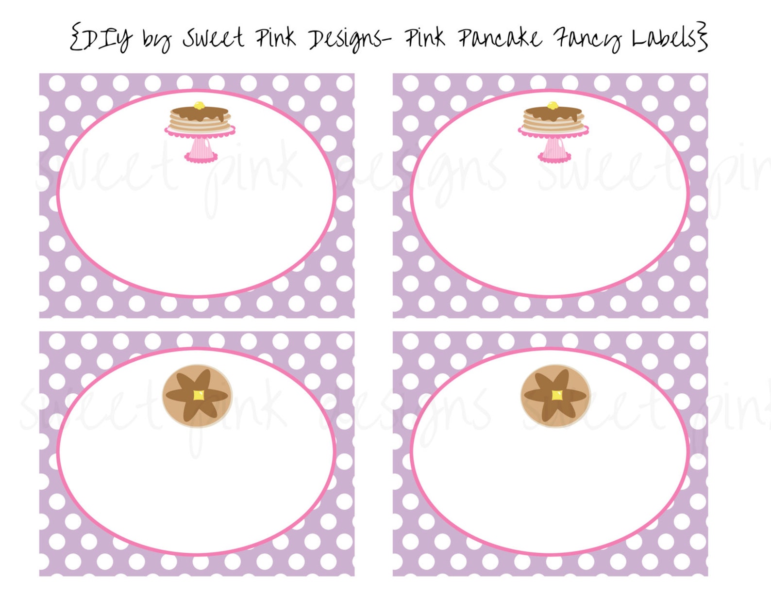 Pink Pancake- Fancy Food Labels - Etsy