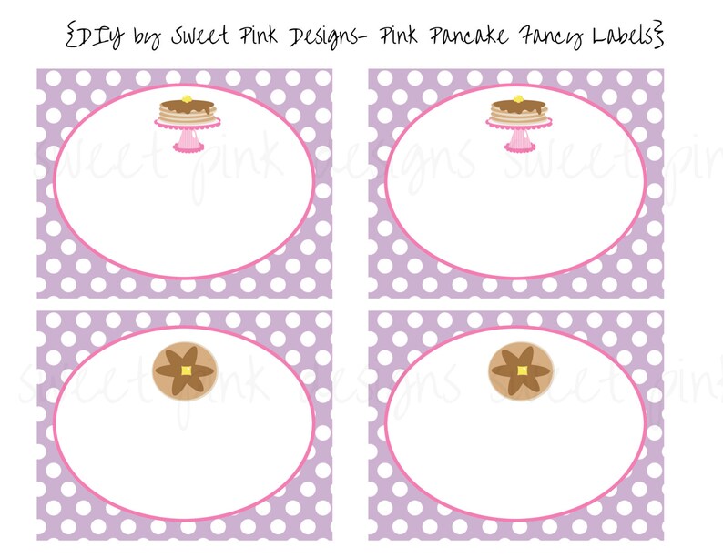 Pink Pancake- Fancy Food Labels - Etsy