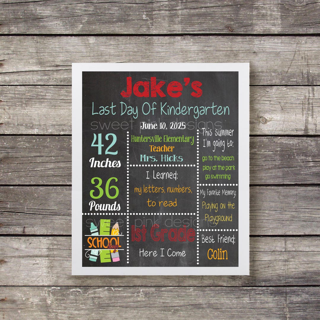 Chalkboard Last Day of School Boys Printable - Etsy