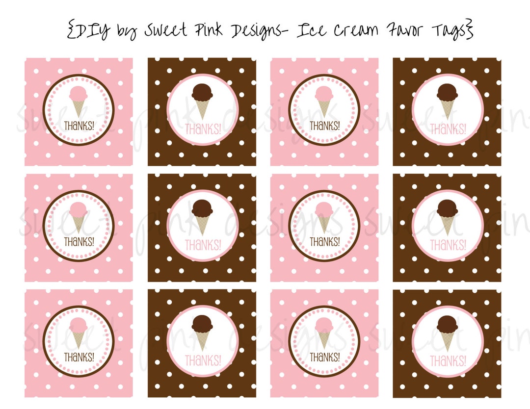 Ice Cream Shoppe- Favor Tags - Etsy