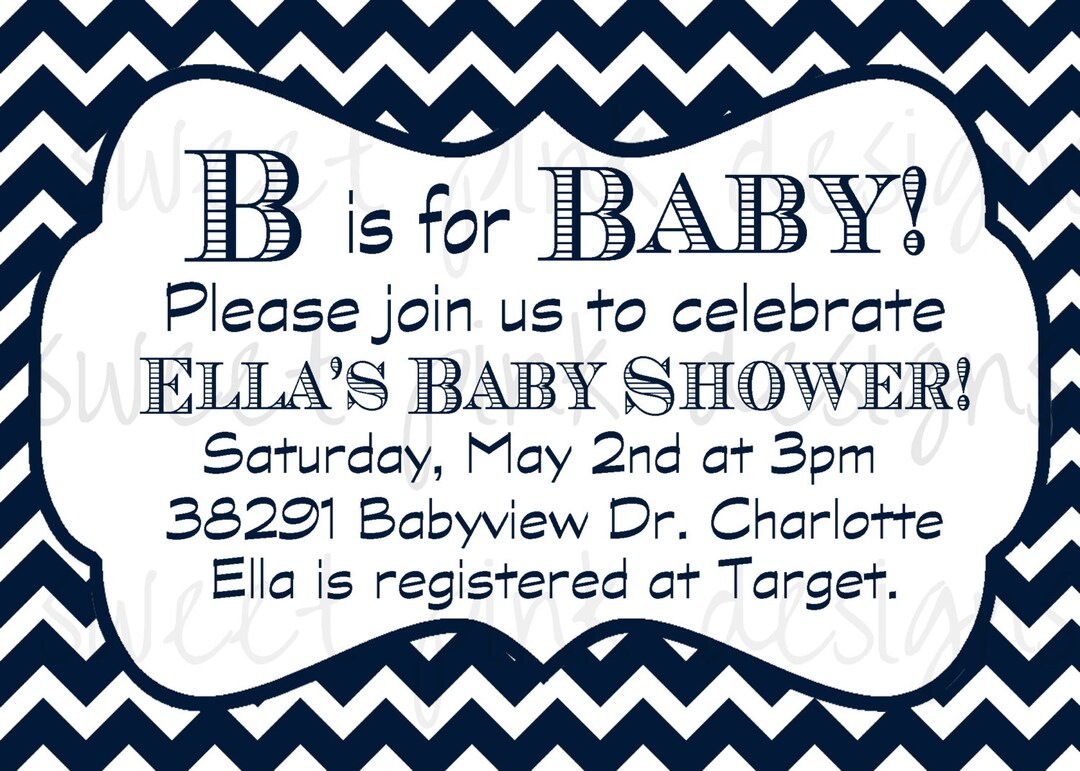 Blue Chevron Baby Shower Invitation - Etsy