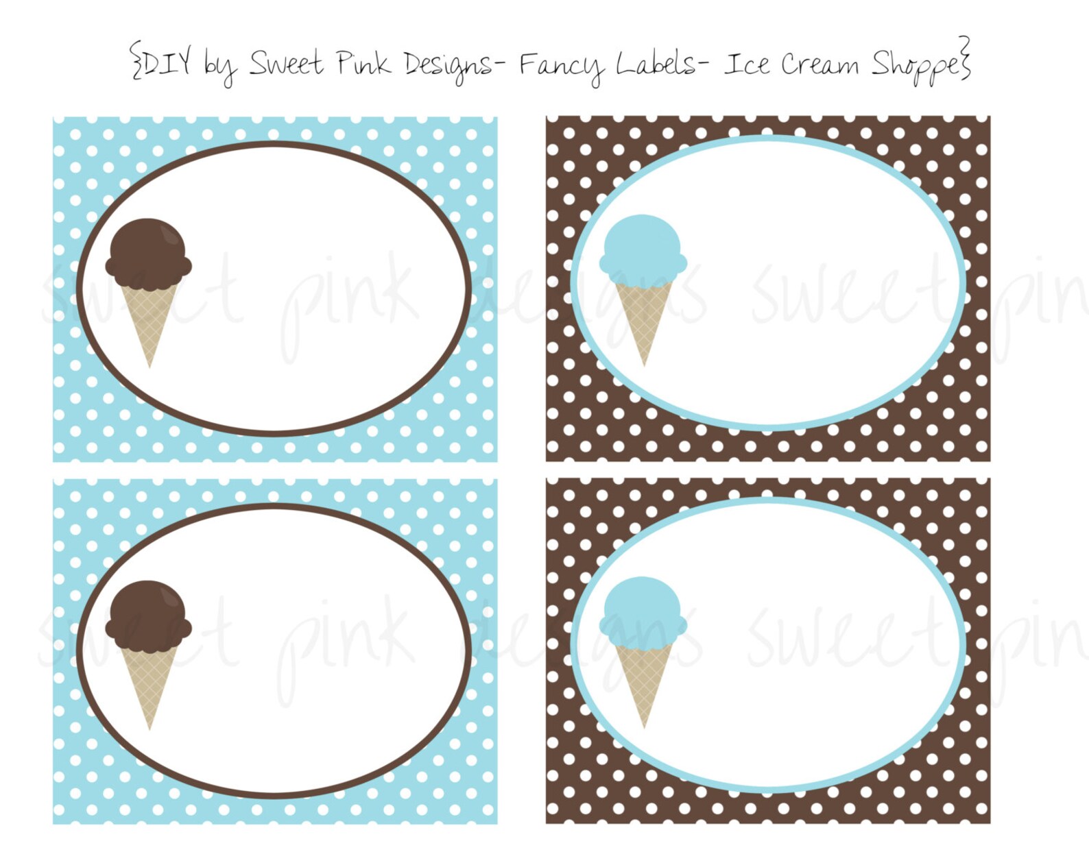 Printable Fancy Labels- Ice Cream Shoppe Collection for Boys - Etsy