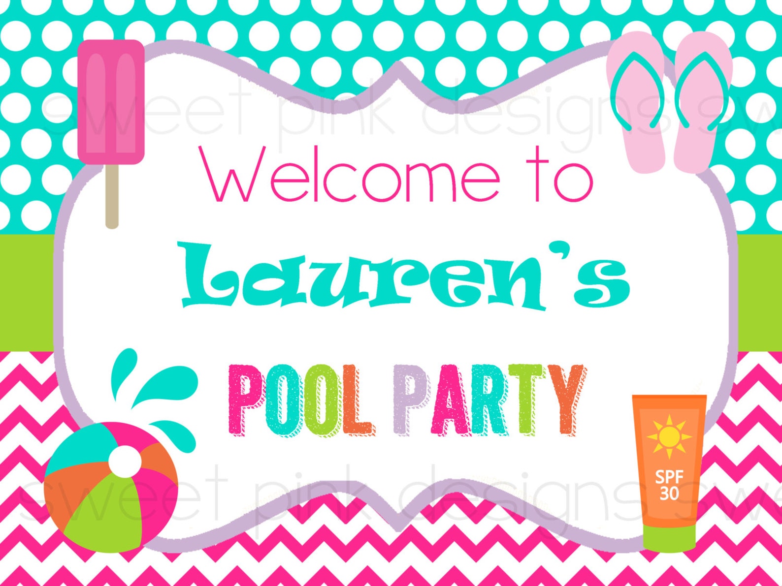 Pool Party Welcome Sign - Etsy