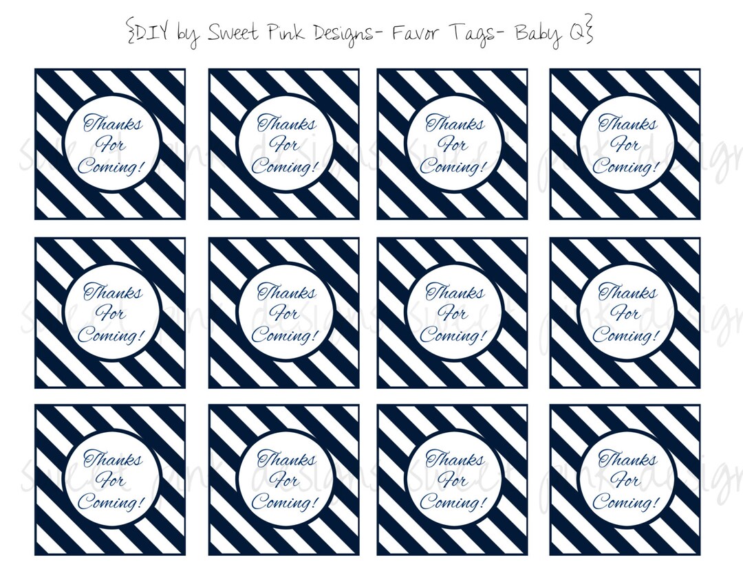 Baby Blue Chevron- Baby Shower Favor Tags - Etsy