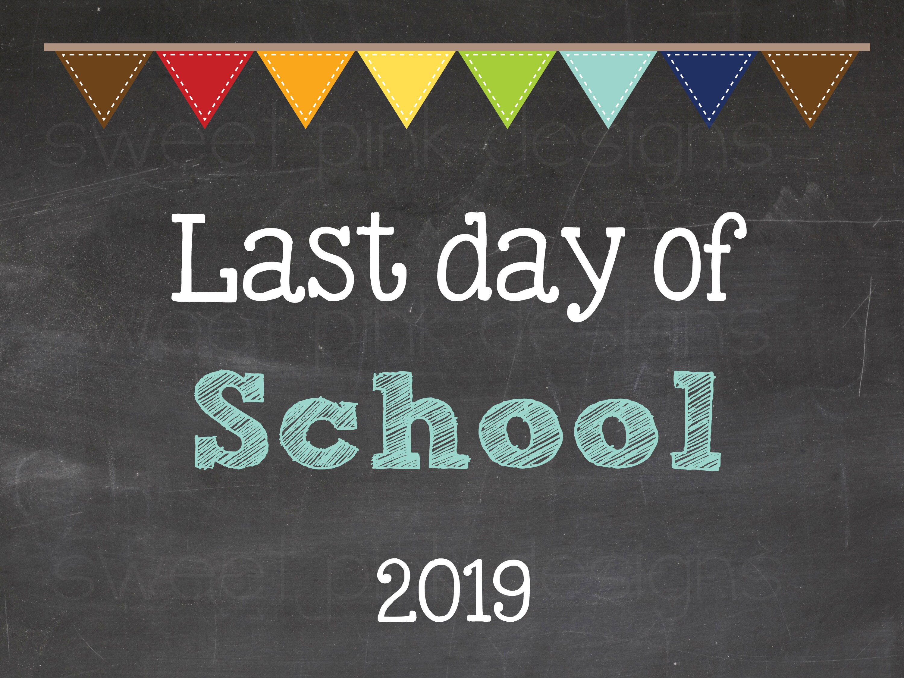 Chalkboard Last Day of School Sign Blue - Etsy