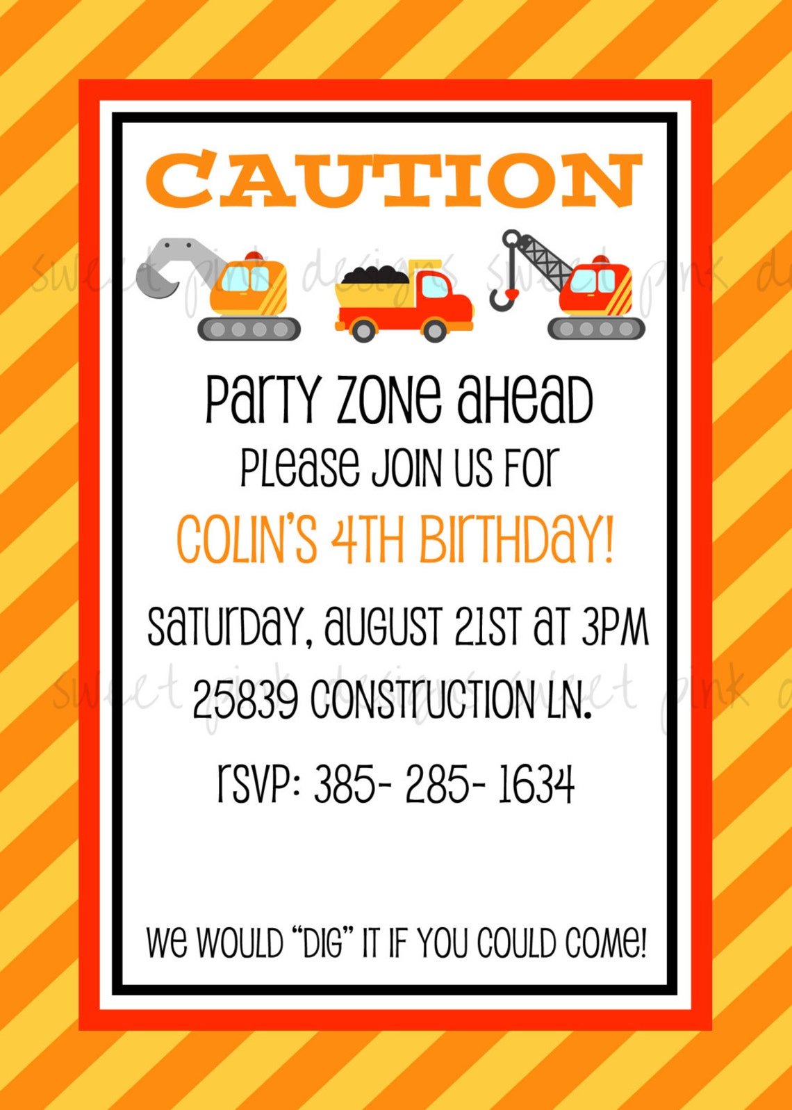 Construction Party- Printable Invitations - Etsy