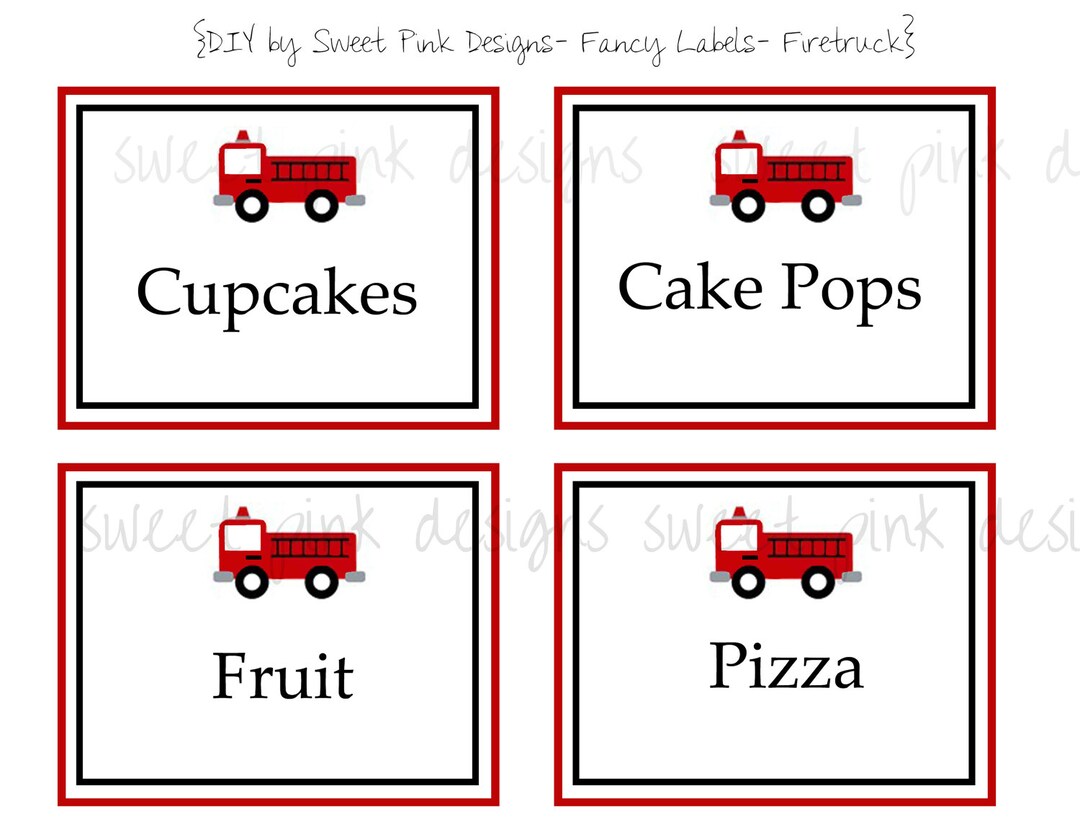 Printable Fancy Labels- Firetruck Collection - Etsy