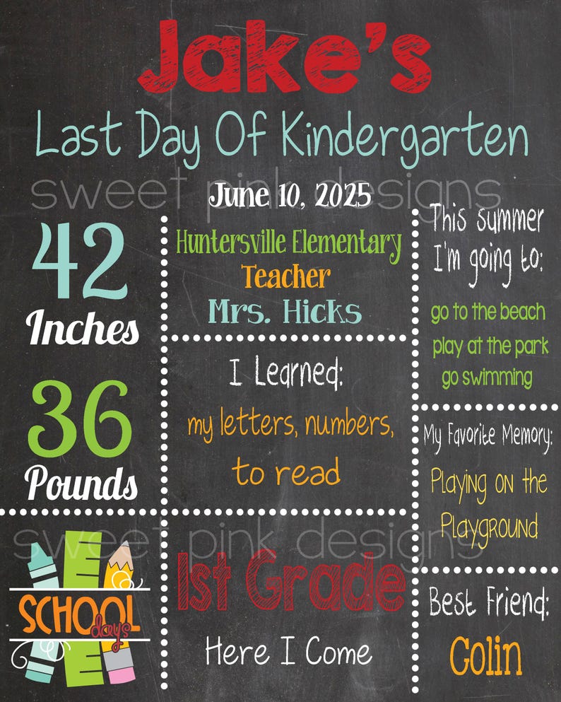 Chalkboard Last Day of School Boys Printable - Etsy