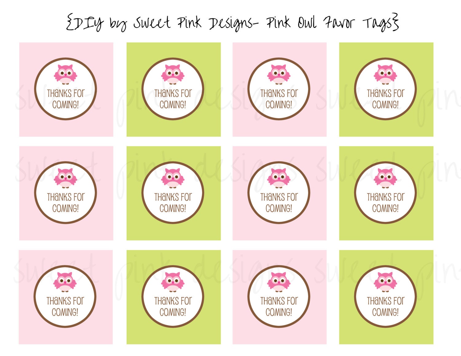 Printable Fancy Labels- Pink Owl Party Collection - Etsy