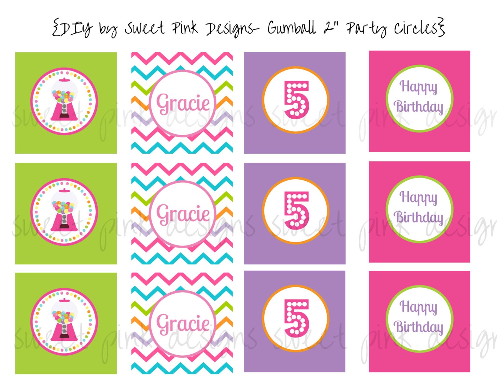 Printable Fancy Labels- Gumball Party Collection - Etsy