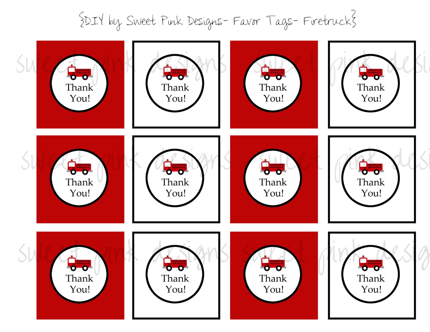 Printable Fancy Labels- Firetruck Collection - Etsy