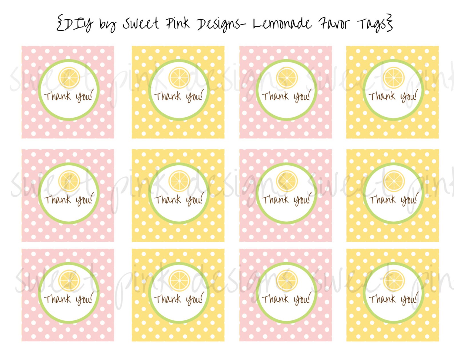 Lemonade Favor Tags Lemonade Party Favor Tags Lemonade | Etsy