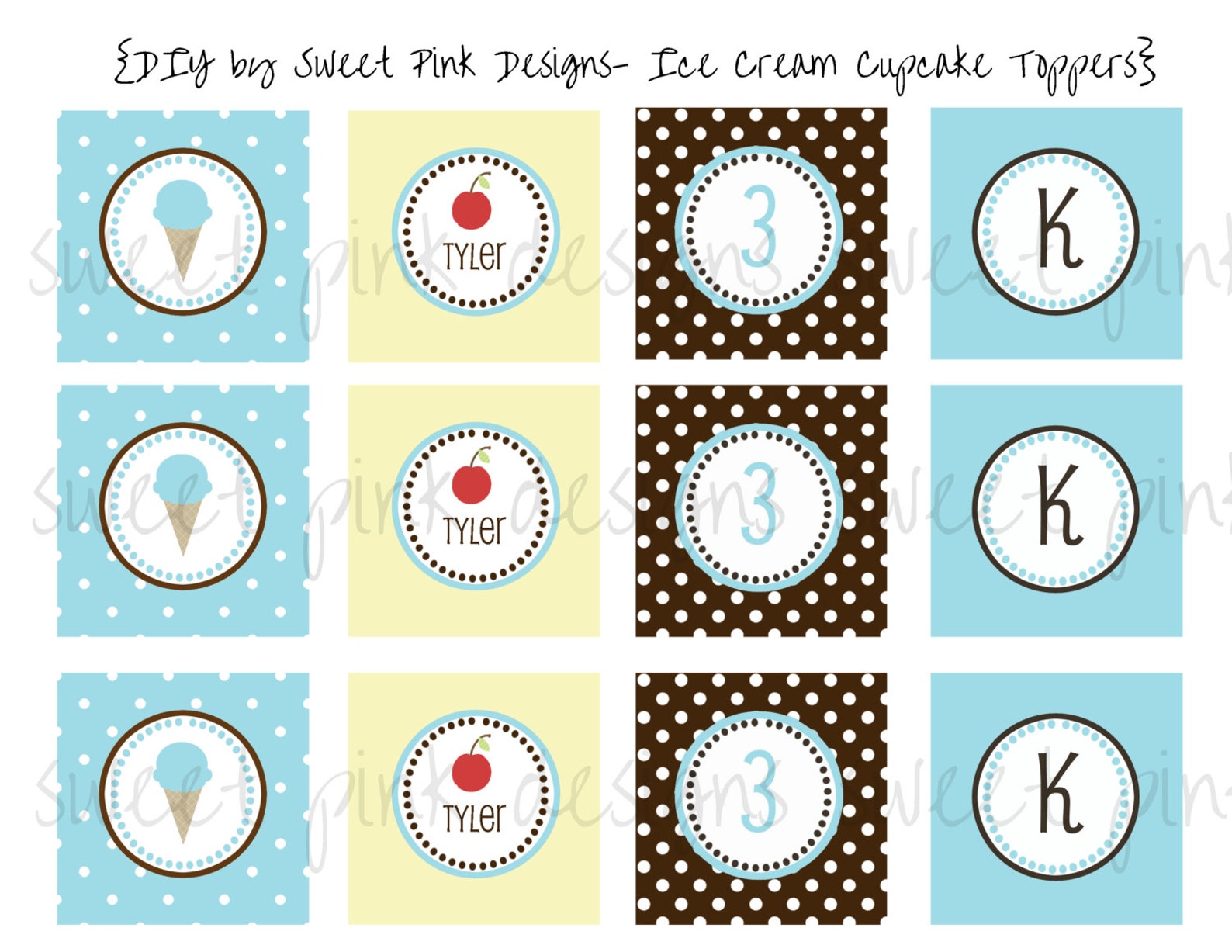 Printable Fancy Labels- Ice Cream Shoppe Collection for Boys - Etsy