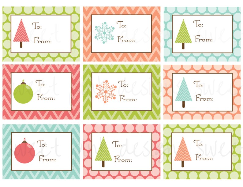 Christmas Gift Tags- Chevron Trees - Etsy