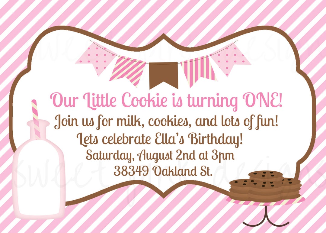 Milk and Cookies Printable Birthday Invitation - Etsy