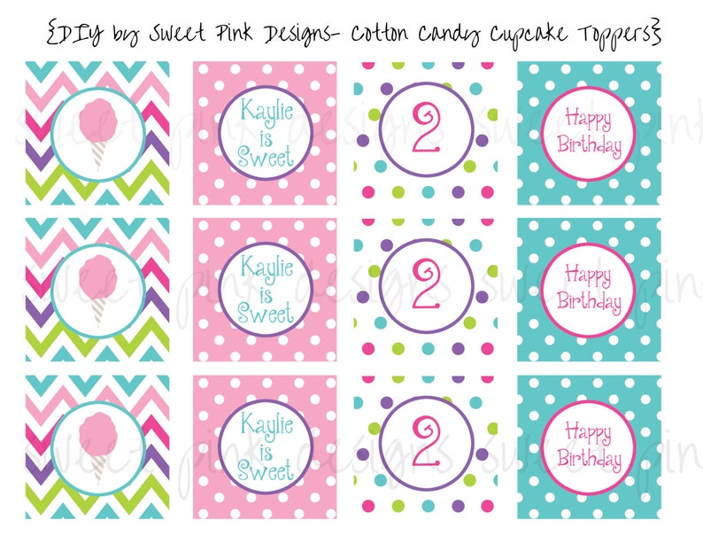 Cotton Candy Party- Fancy Food Labels - Etsy