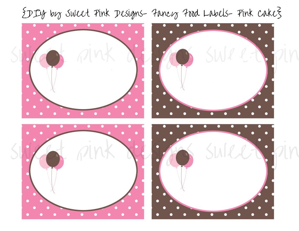 Printable Fancy Labels Pink Cake Collection - Etsy