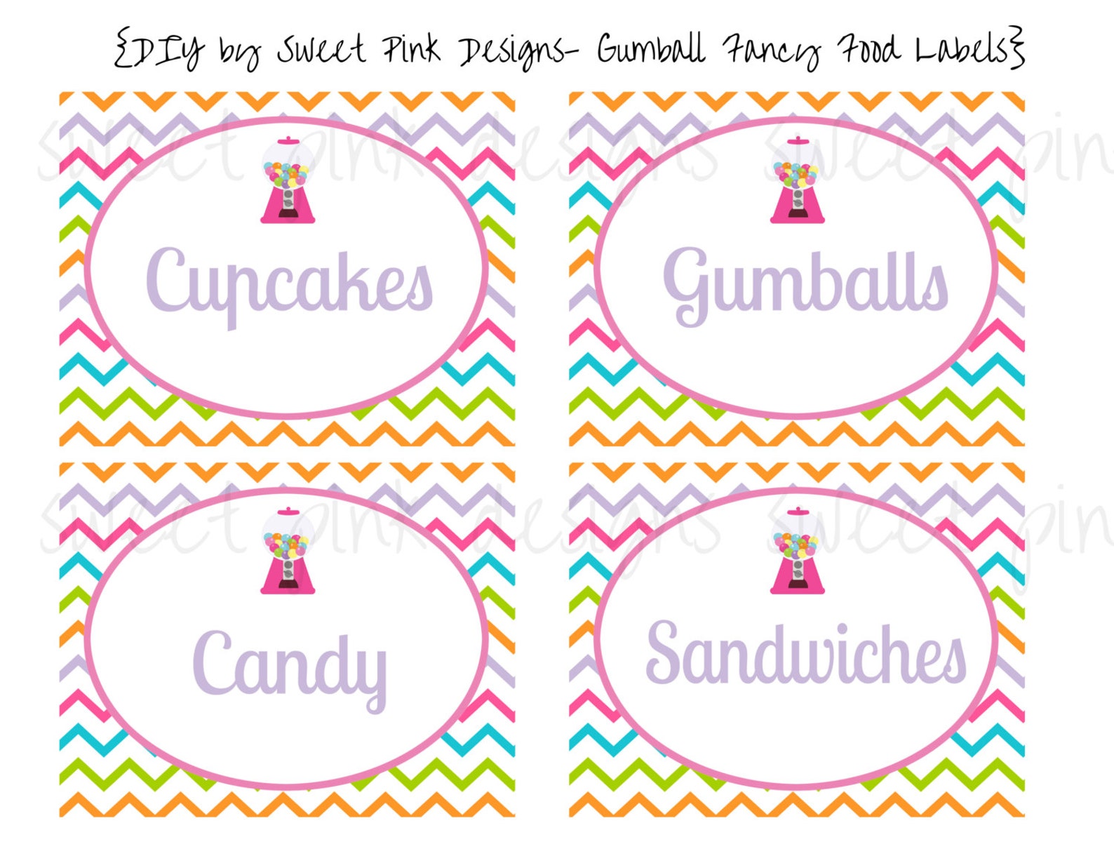 Printable Fancy Labels- Gumball Party Collection - Etsy