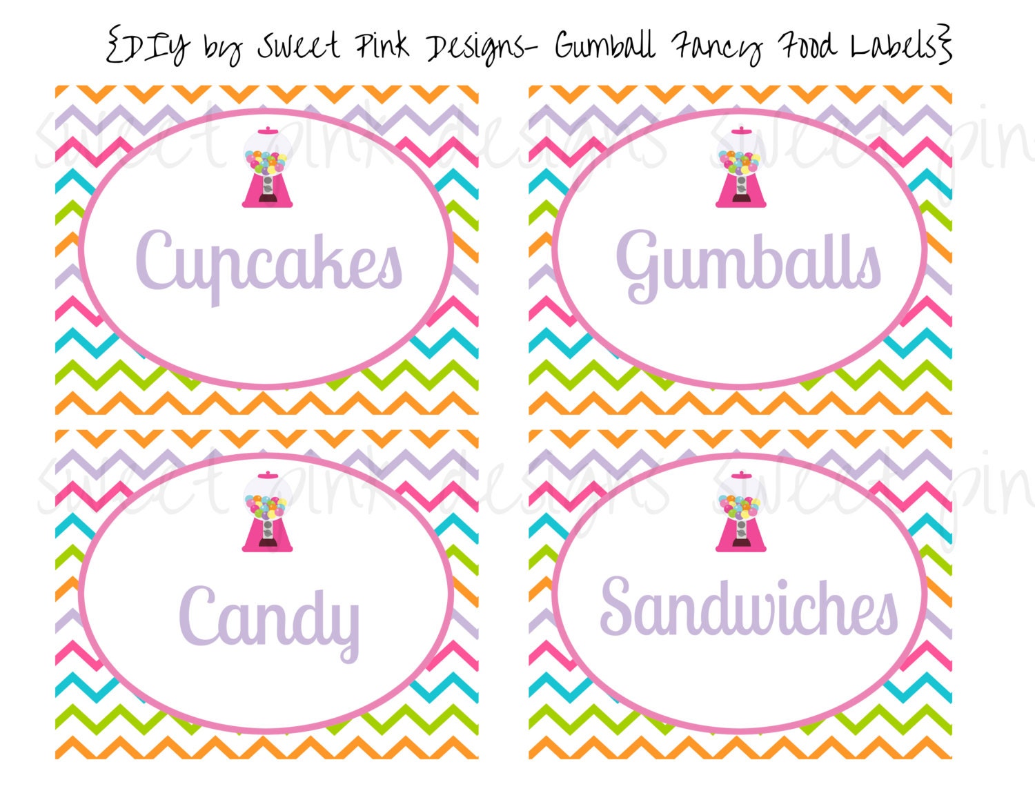 Printable Fancy Labels- Gumball Party Collection - Etsy