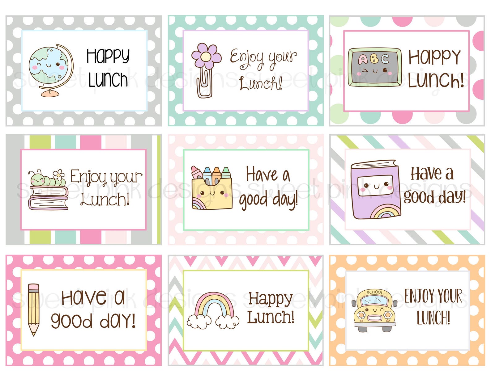 Lunch Box Notes Pastel School - Etsy