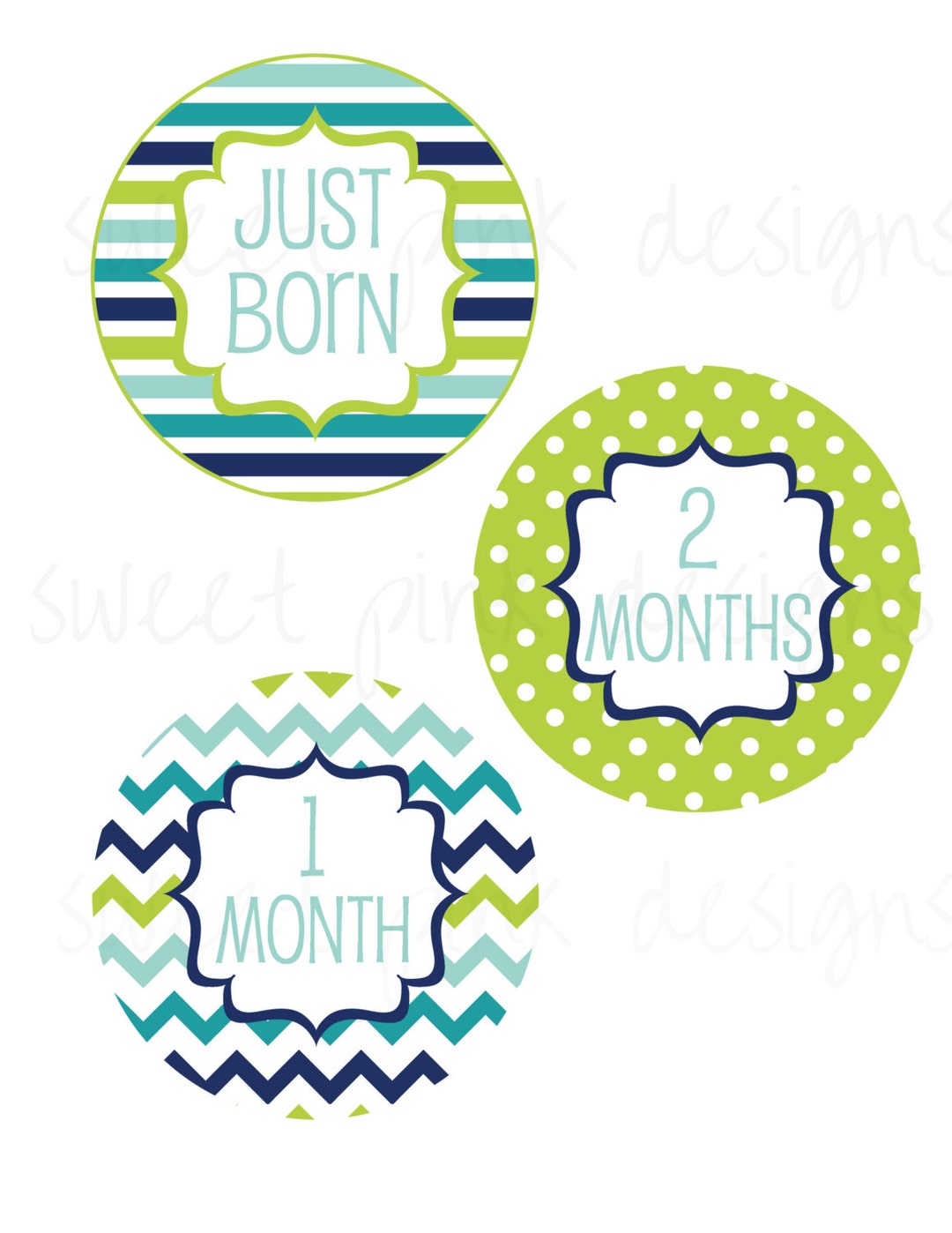 Blue and Green- DIY Baby Month Stickers - Etsy