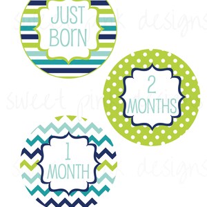 Blue and Green- DIY Baby Month Stickers - Etsy